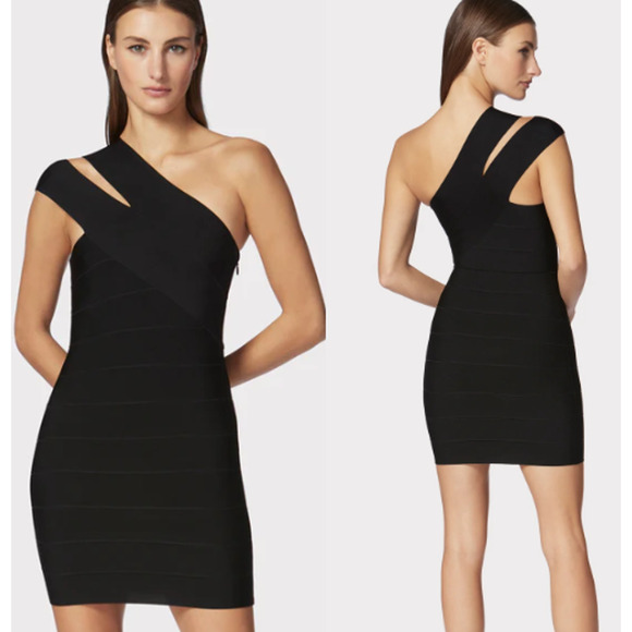 Herve Leger | Dresses | Herve Leger Icon One Shoulder Bandage Mini ...